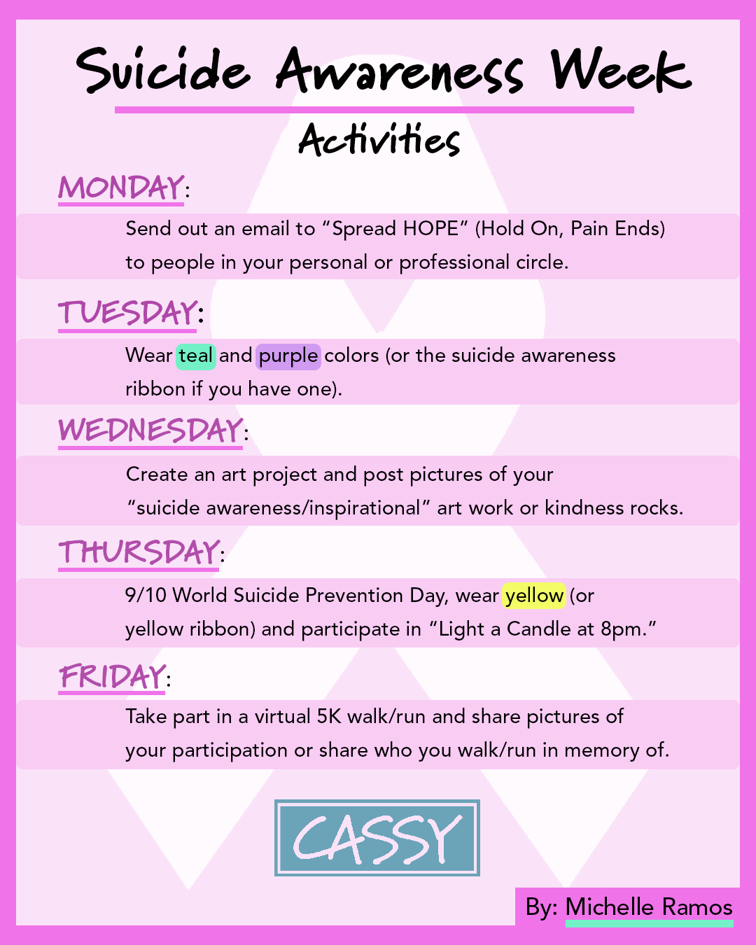 Suicide Awareness Week Activities CASSY Suicide Awareness Week Activities CASSY